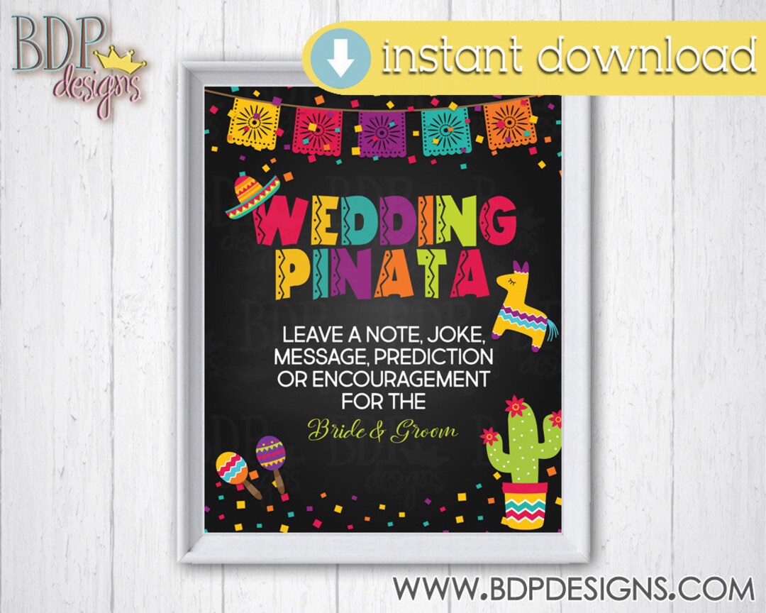 Wedding Pinata Sign, Advice for the Mr and Mrs, Advice, Fiesta Party ...