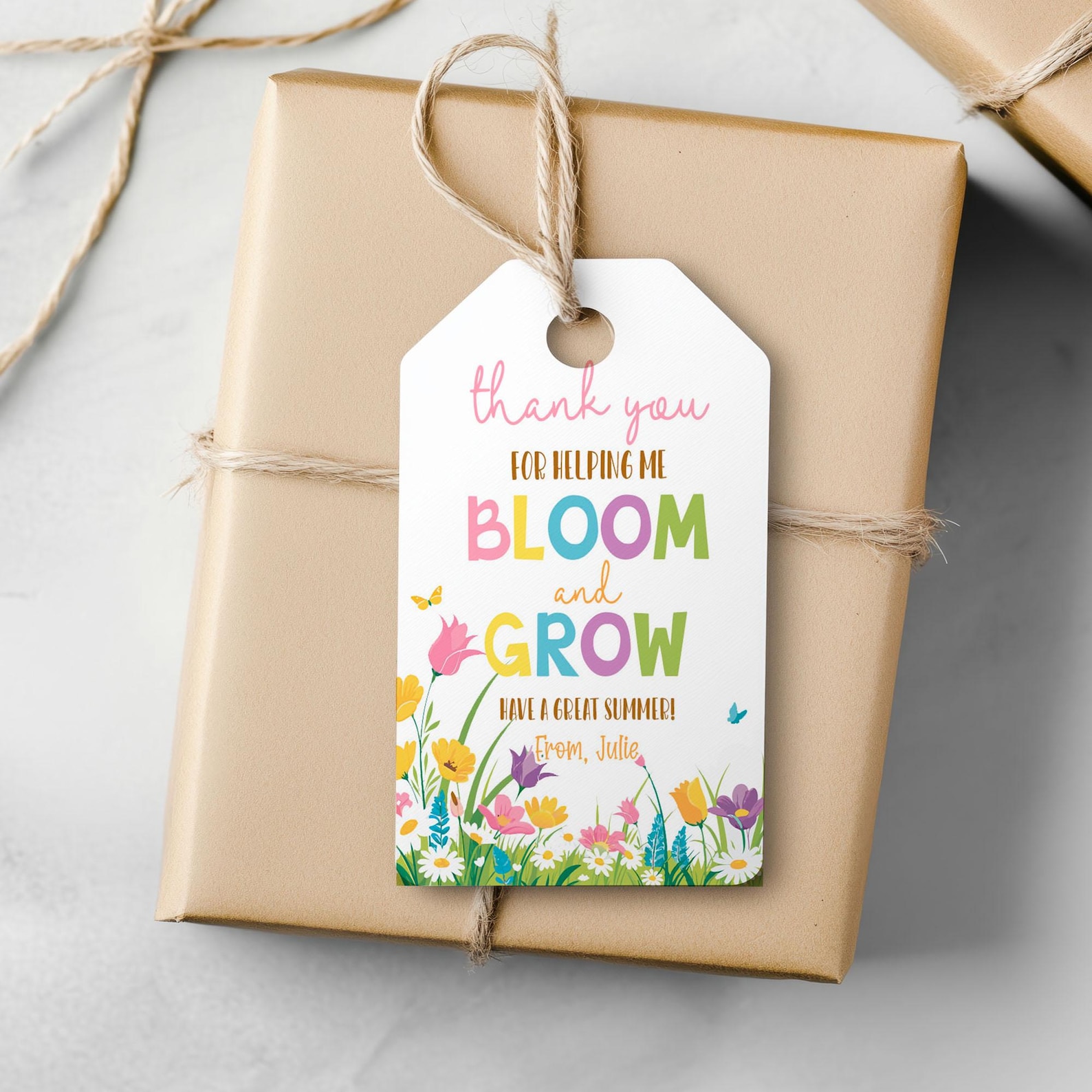 Thank You for Helping Me Bloom and Grow Teacher Tag, Editable Teacher ...