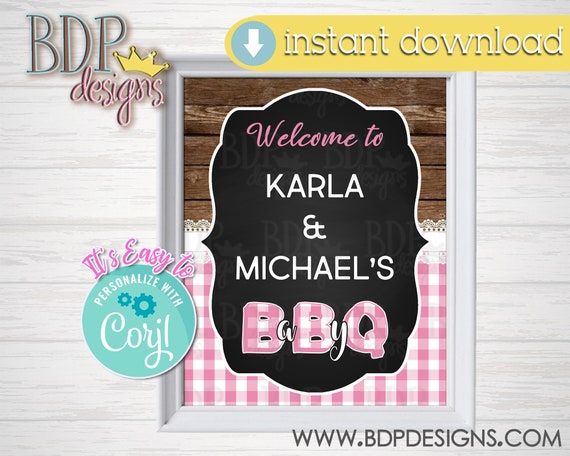 Baby Q Welcome Sign, Baby Q, BabyQue, Baby Shower Welcome Sign, Baby Q ...