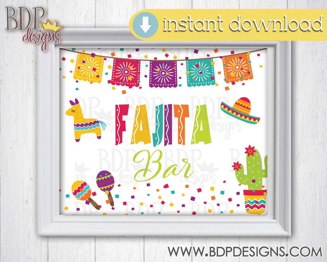 Fiesta Fajita Bar Sign: Printable Party Decor (PDF & JPEG) - Etsy UK