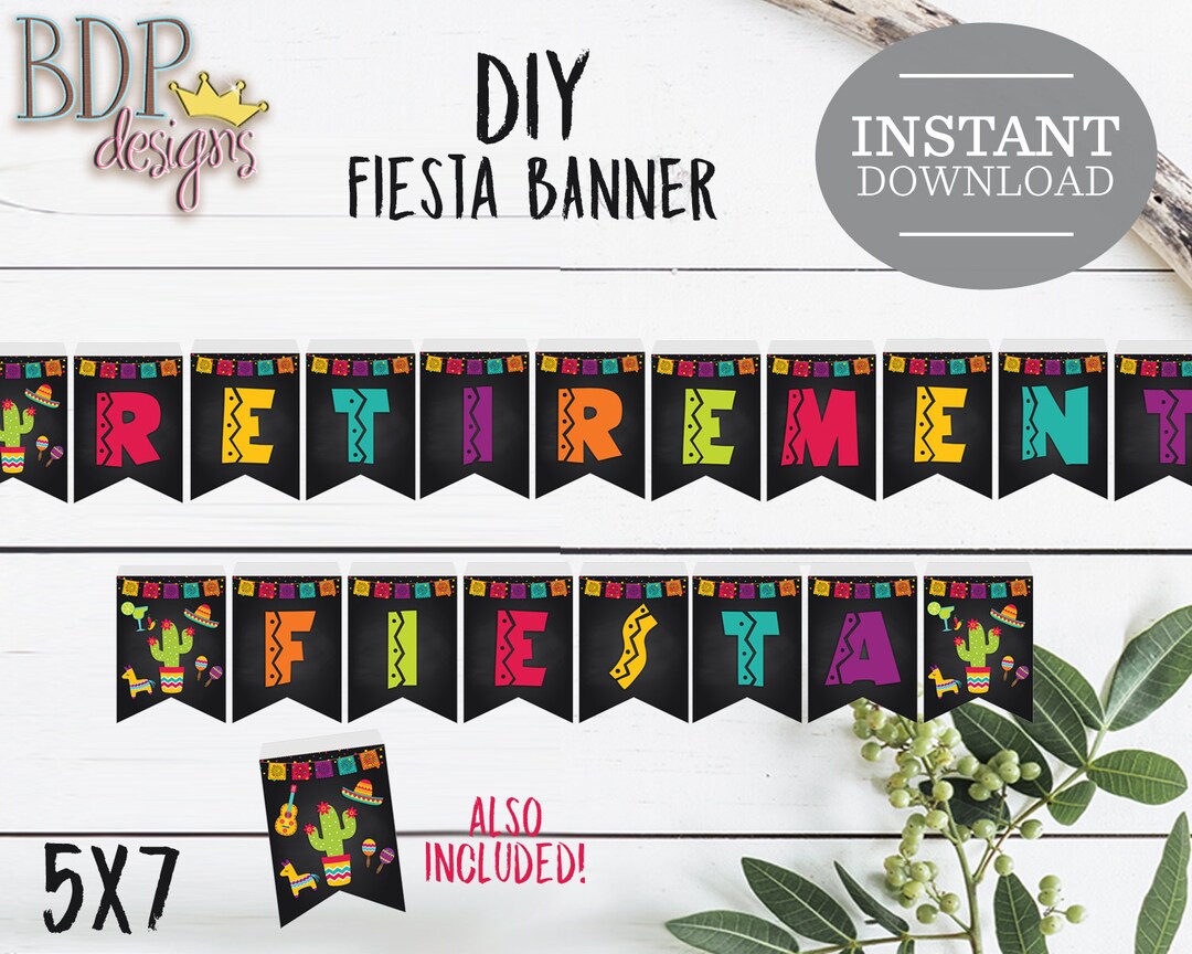 Retirement Fiesta Banner: Colorful Party Decorations (instant Download ...