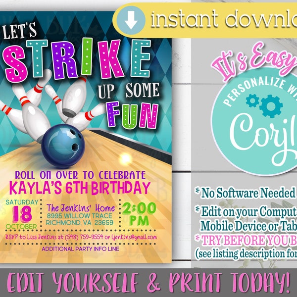 Girl Bowling Party - Etsy