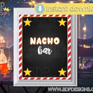 Nacho Bar Sign, Movie Night Decorations, Movie Night Sign, Movie Night ...