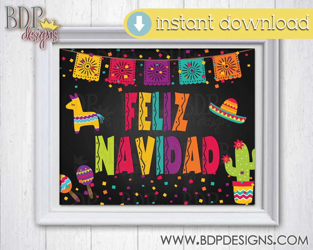 Feliz Navidad Sign: Mexican Christmas Party Decoration (PDF & JPEG) - Etsy