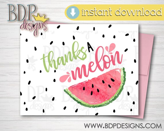 Thanks a Melon Thank You Card, Thanks a Melon Card, Thanks a Melon, One ...