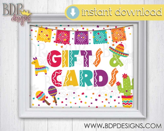 Fiesta Gifts and Cards Sign, Fiesta Party Signs, Fiesta Sign Printable ...