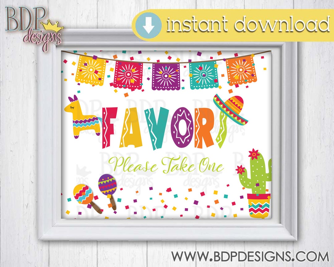 Fiesta Favors Sign Fiesta Party Signs Fiesta Sign Printable - Etsy