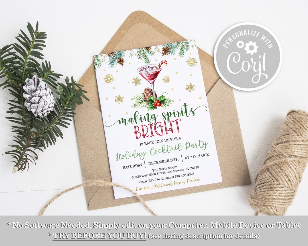 Making Spirits Bright Invitation, Making Spirits Bright, Christmas ...