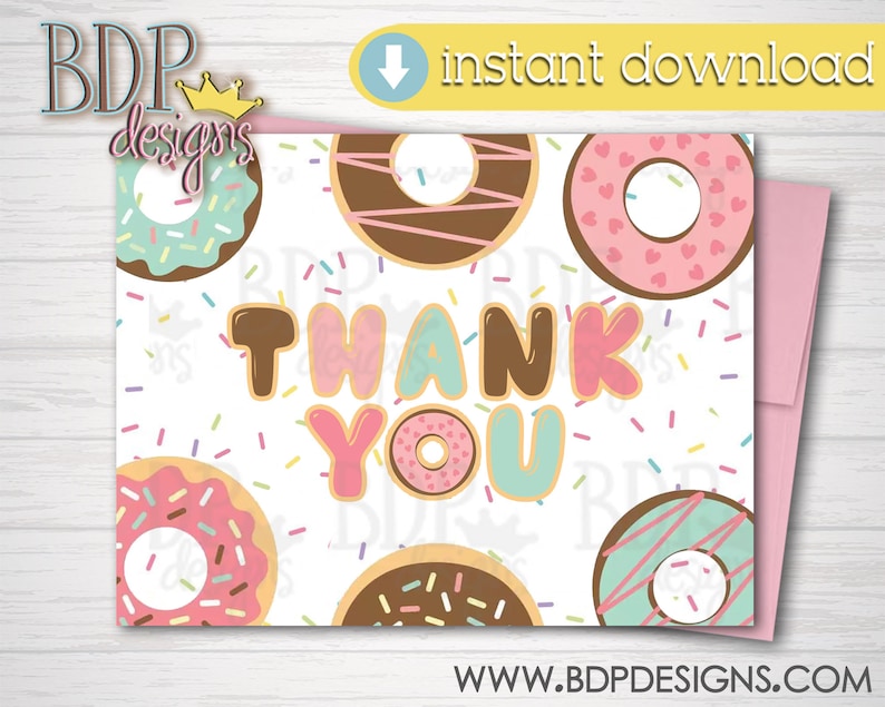 Donut Thank You Card Donut Thank You Printable Donut Thanks - Etsy