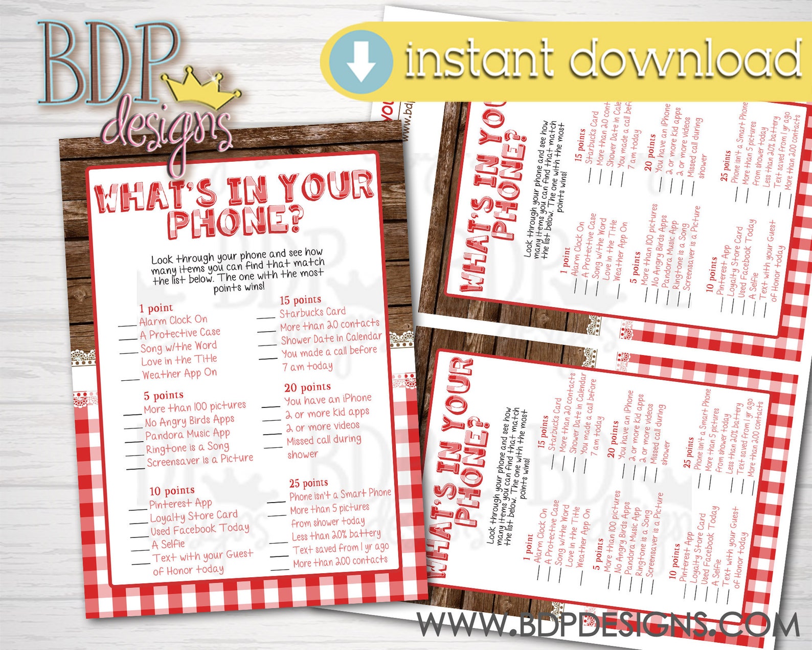 What's in Your Phone BBQ Baby Shower Games BBQ Baby | Etsy