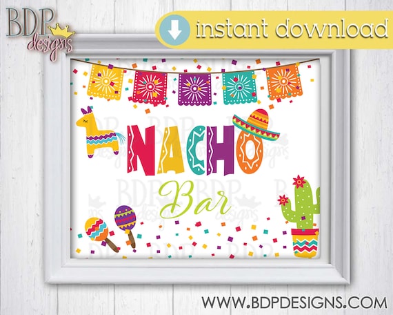 Fiesta Nacho Bar Sign,Fiesta Party Signs, Fiesta Sign Printable, Fiesta ...