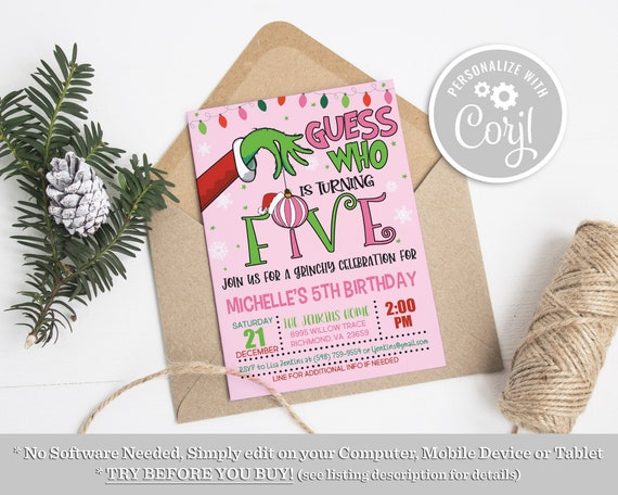 Guess Who is Turning Five Invitation, Christmas Birthday Invitation ...