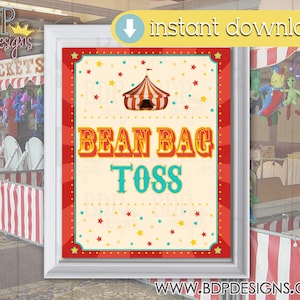 Bean Bag Toss Sign, Carnival Signs, Carnival Theme Party, Carnival ...