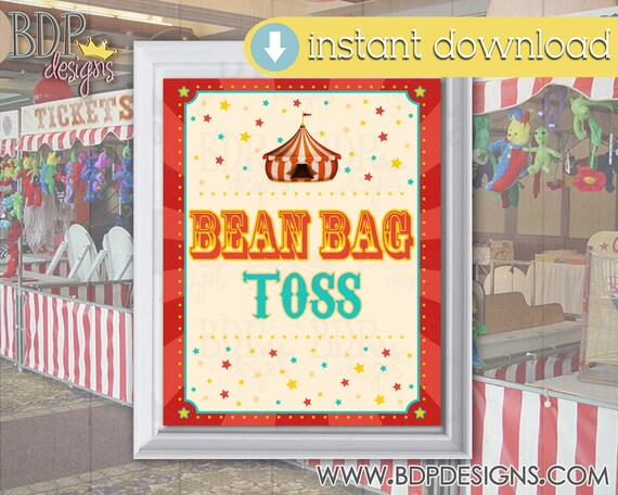 Bean Bag Toss Sign, Carnival Signs, Carnival Theme Party, Carnival ...