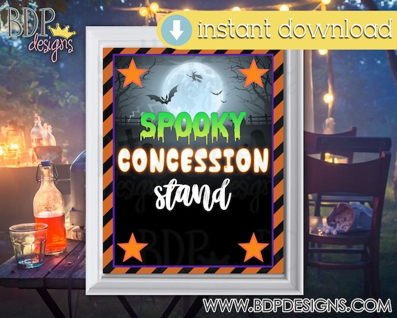 Spooky Concession Stand Sign, Movie Night Decoration, Concession Stand ...