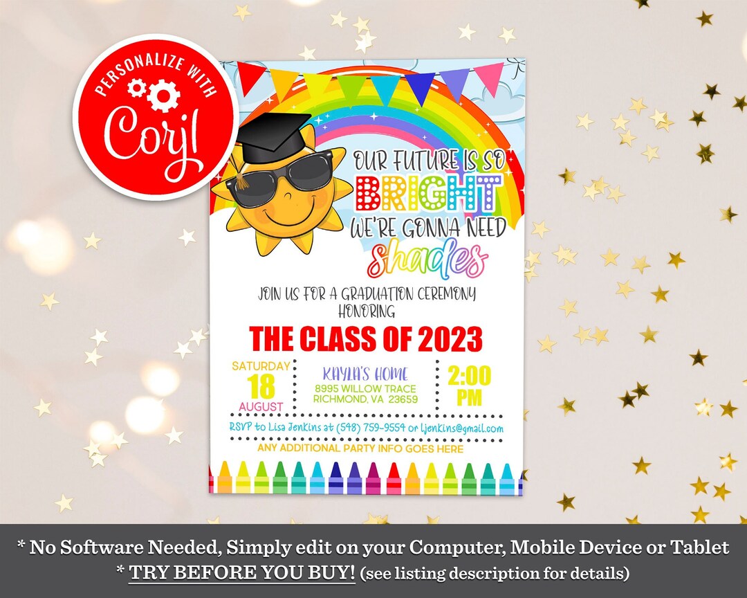 Kindergarten Graduation Invitation, Pre K Preschool Graduation Ceremony ...