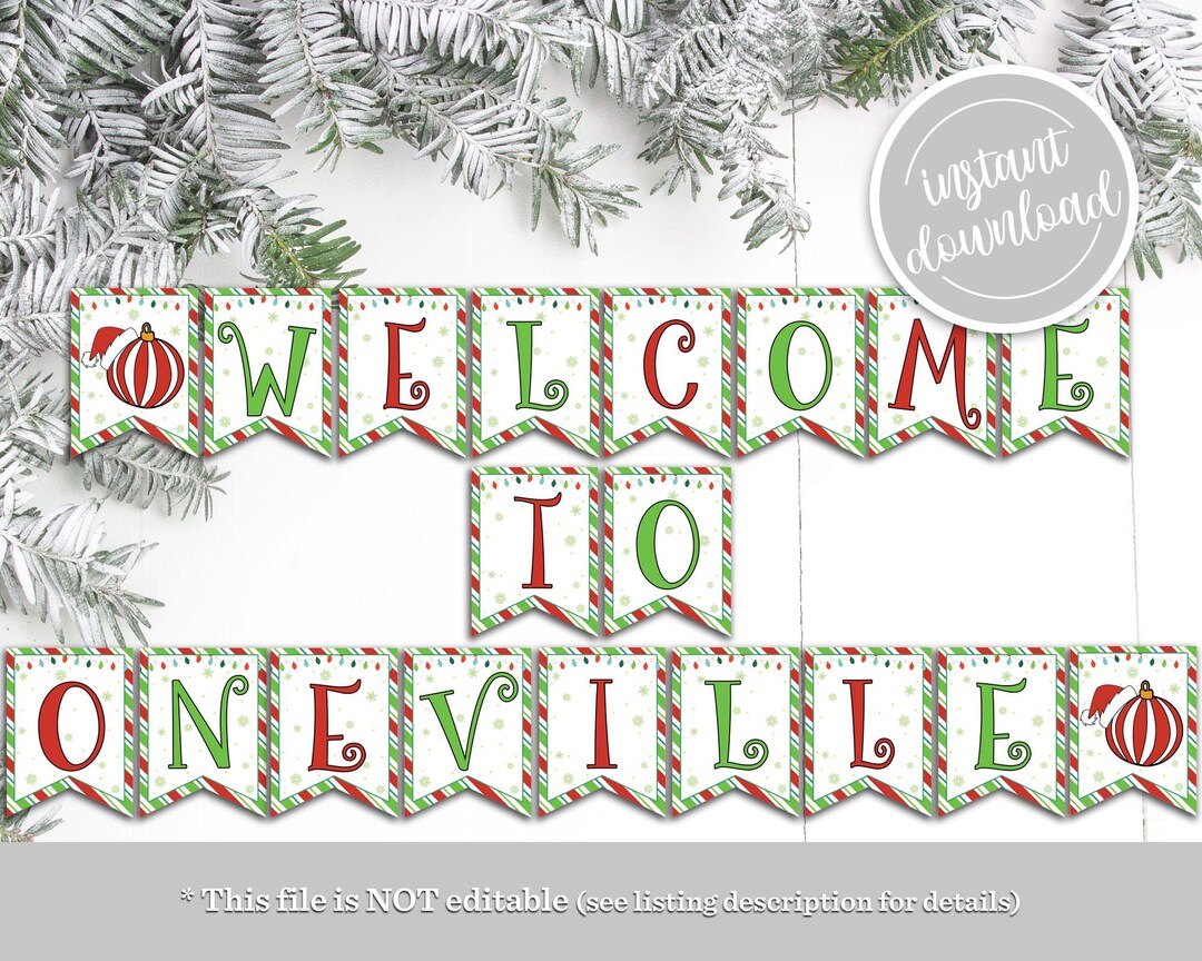 Welcome to Oneville Banner, Christmas ONE Birthday Banner, Christmas ...