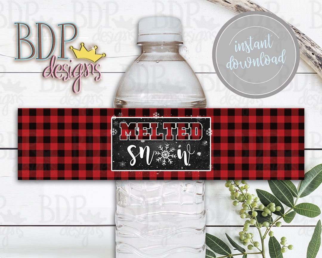 Melted Snow Water Bottle Label, Melted Snow Labels, Melted Snow Bottle ...