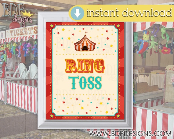 Ring Toss Sign, Carnival Signs, Carnival Theme Party, Carnival Birthday ...