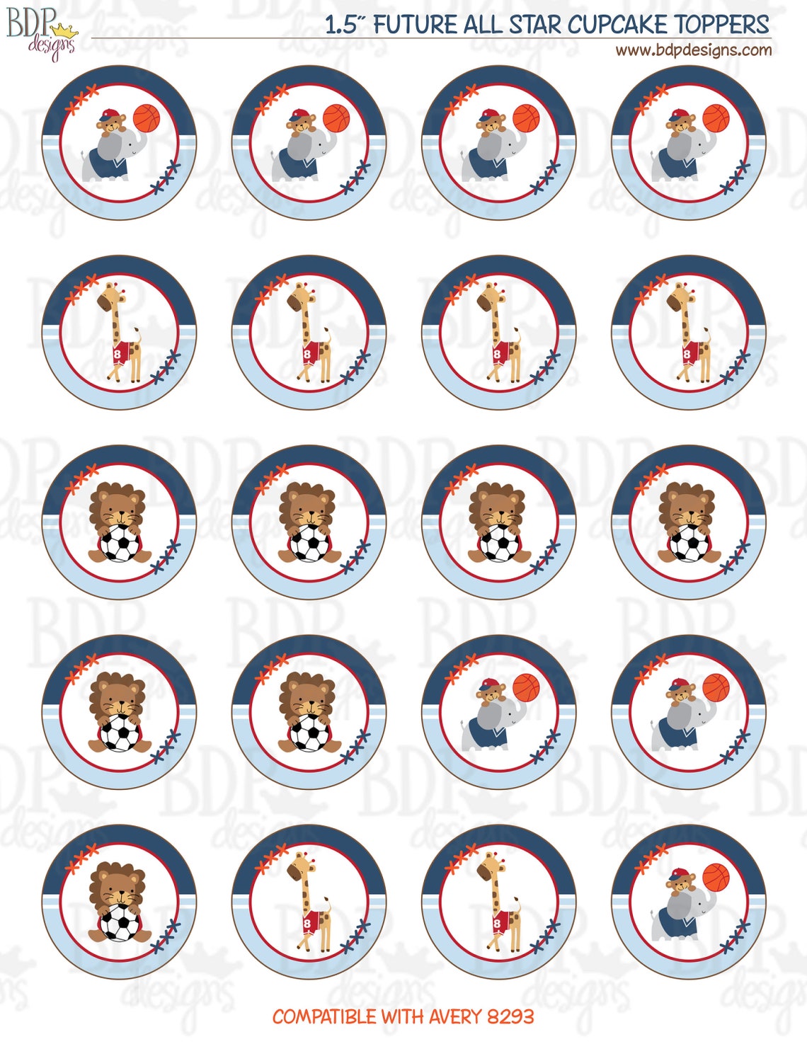 Future All Star Cupcake Toppers Baby Shower Cupcake Jungle - Etsy