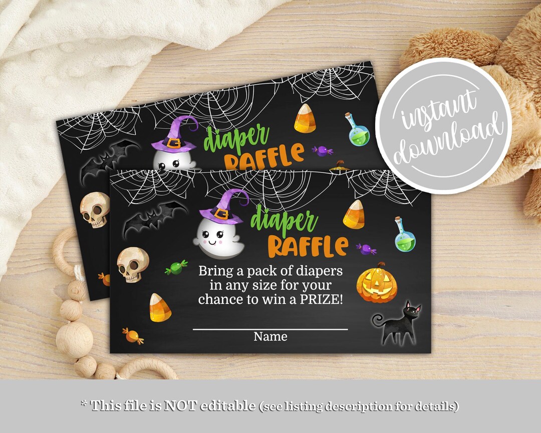 Little Boo is Almost Due Baby Shower Diaper Raffle Ticket Halloween Boy ...