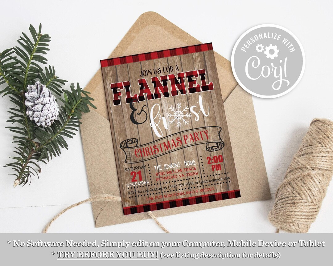 Flannel and Frost Invitation Flannel and Friends Invite Rustic Buffalo ...