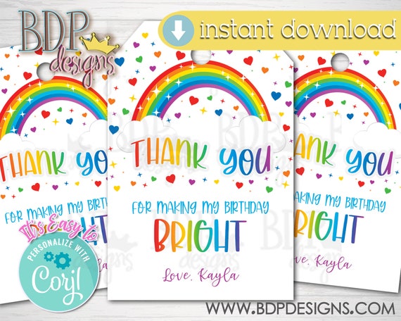 Rainbow Birthday Favor Tag, Rainbow Favor Tag, Rainbow Party Favor ...