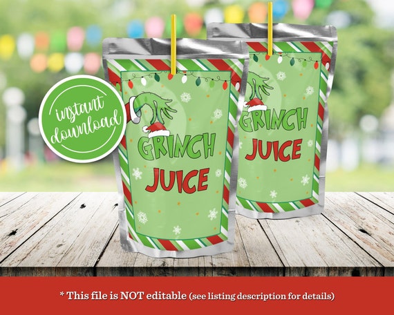 Grinch Juice, Grinch Capri Sun Label, Guess Who is Turning ONE, Mean ...