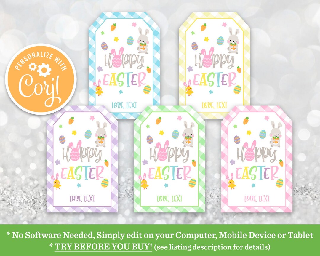 Hoppy Easter Tag, Hoppy Easter Favor Tags, Easter Favor Tag, Easter ...