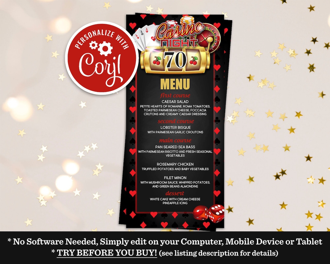 Editable Casino Night Party Menu, Casino Birthday Party Menu Insert ...
