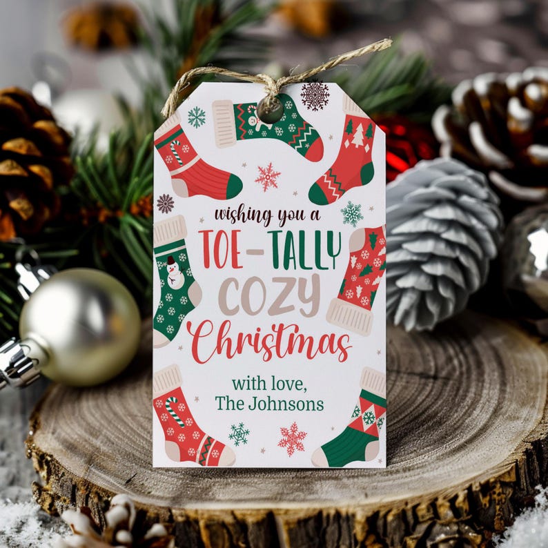 Cozy Christmas Socks Gift Tag: Editable Appreciation Tag (digital ...