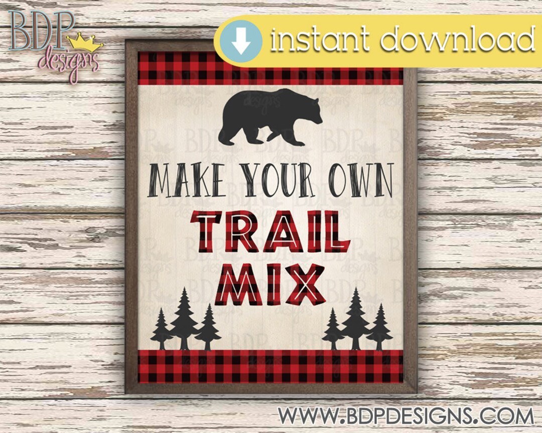 Lumberjack Trail Mix Sign: Rustic Party Decor (PDF & JPEG) - Etsy