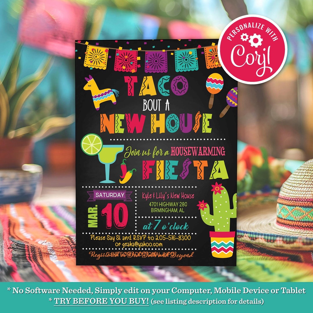 Taco Bout a New House: Fiesta Housewarming Invitation (editable Digital ...