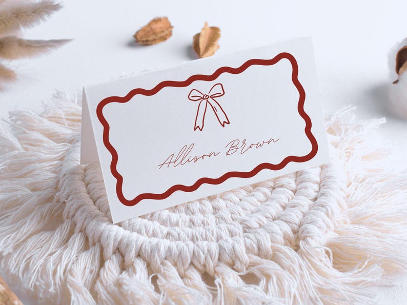 Wavy Label Card Template, Table Name Card, Printable Place Card ...