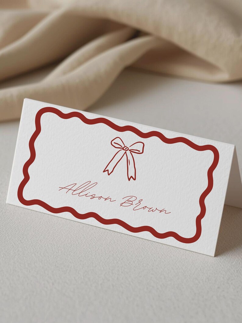 Wavy Label Card Template, Table Name Card, Printable Place Card ...