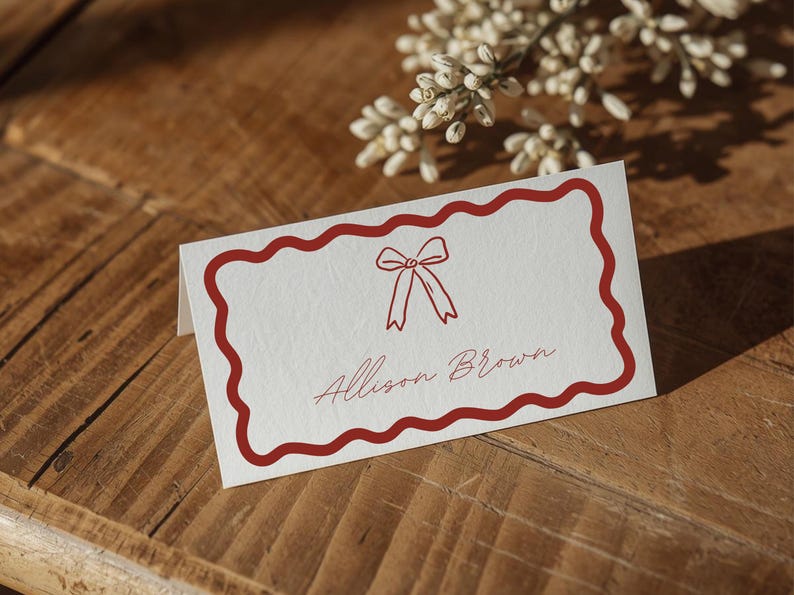 Wavy Label Card Template, Table Name Card, Printable Place Card ...