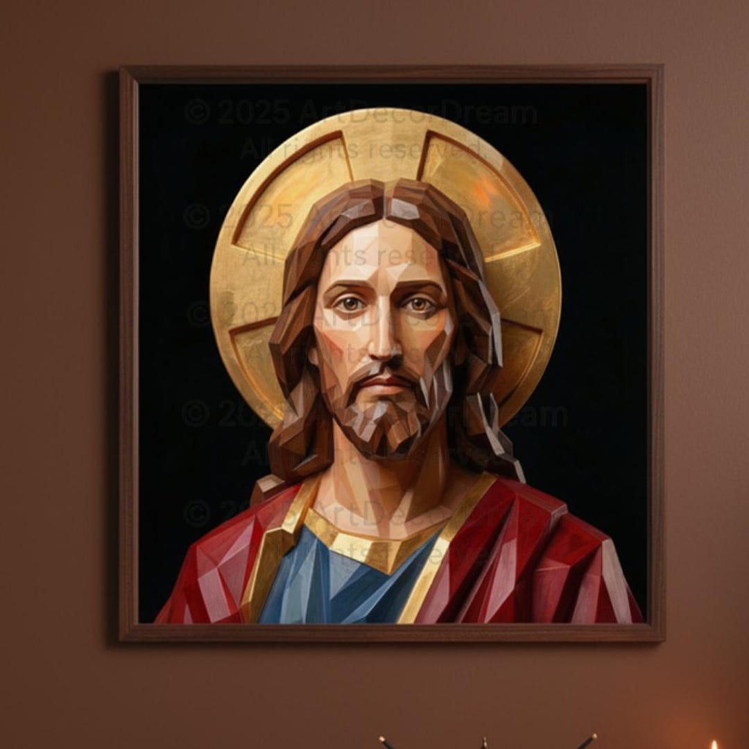 Geometric Jesus Christ Portrait, Low Poly Religious Art, Digital ...