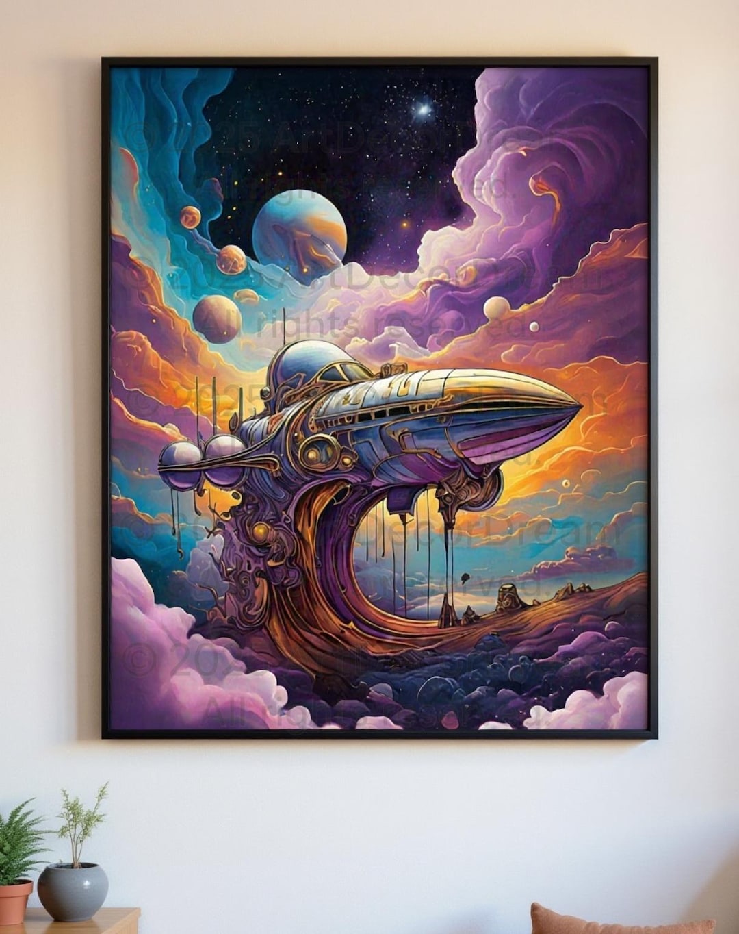 Cosmic Voyage: Retro Sci-fi Spaceship Art Print (digital Download) - Etsy