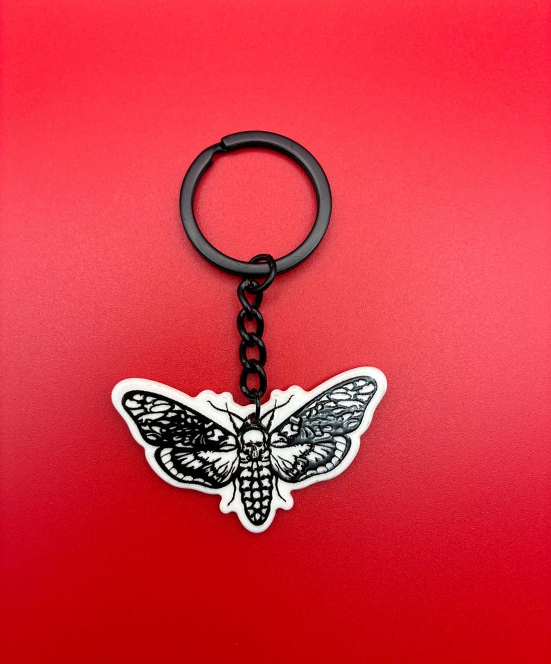 Black & White Death's Head Hawk Moth Keychain - Etsy
