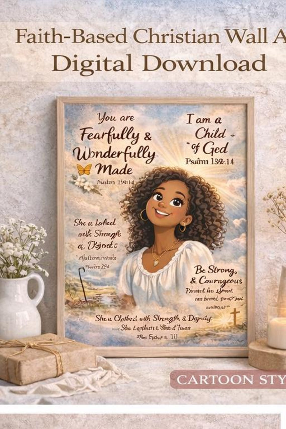 Christian Girl Scripture Art | Uplifting Bible Verse Print (digital ...