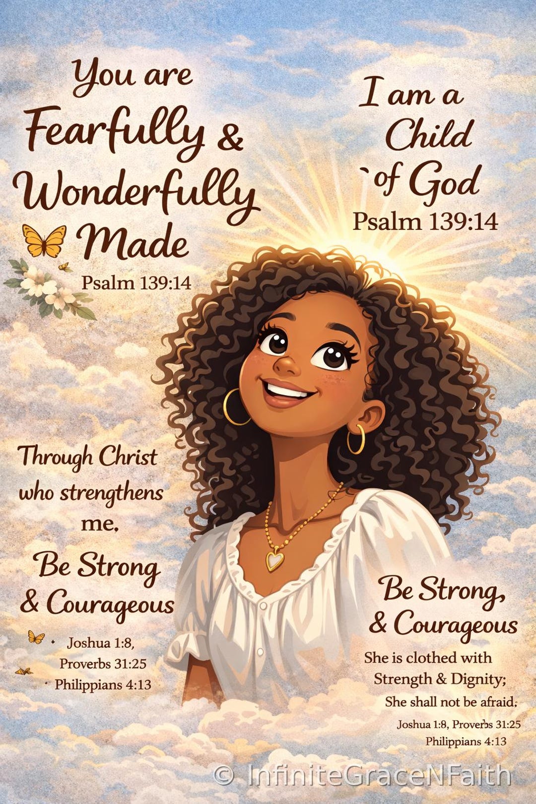 Christian Girl Scripture Art | Uplifting Bible Verse Print (digital ...
