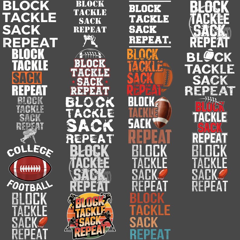 Football Lineman PNG, Funny Block Tackle Sack Repeat Quote Clipart ...