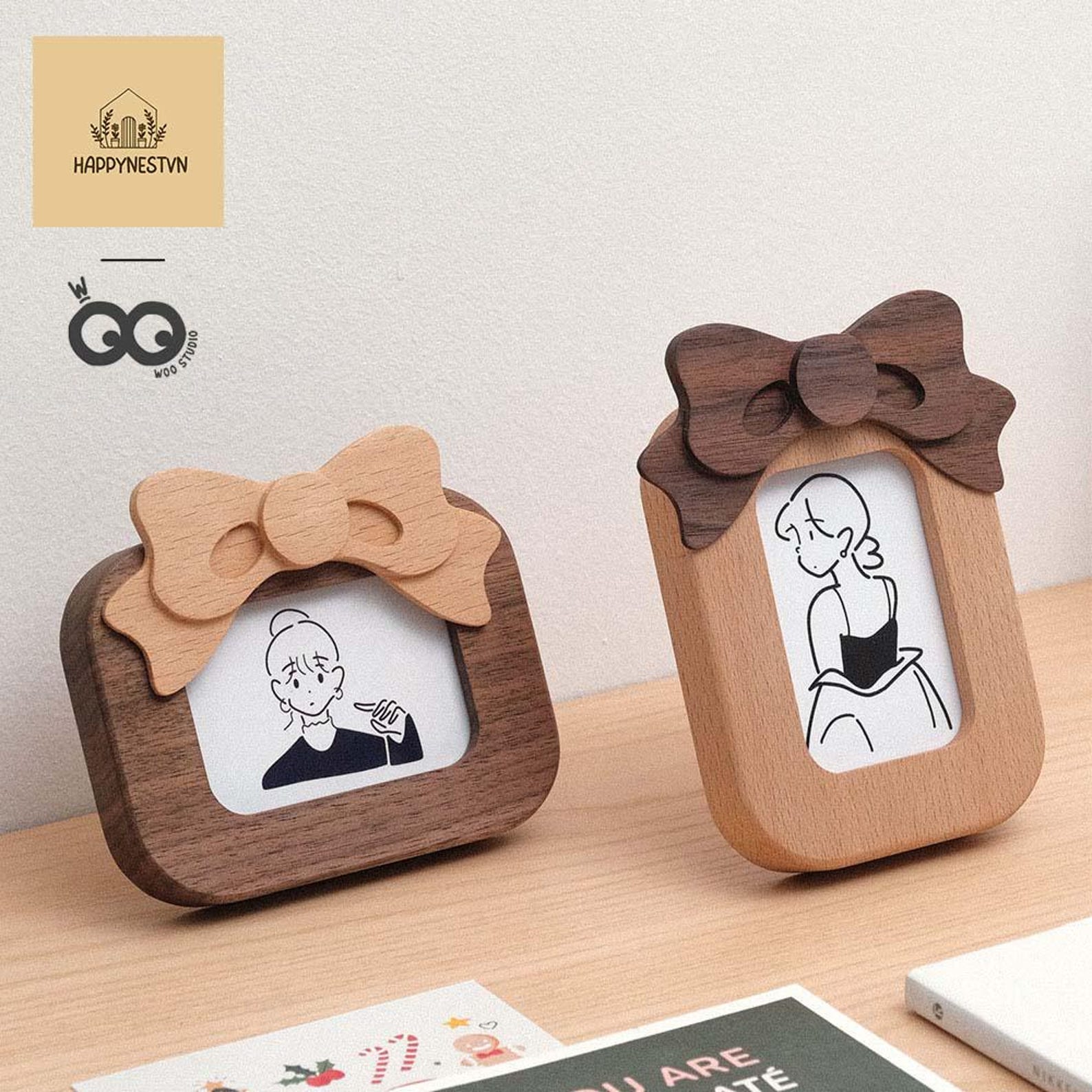 Handmade Wooden Bow Photo Frame – Natural Wood Desk Decor - Etsy