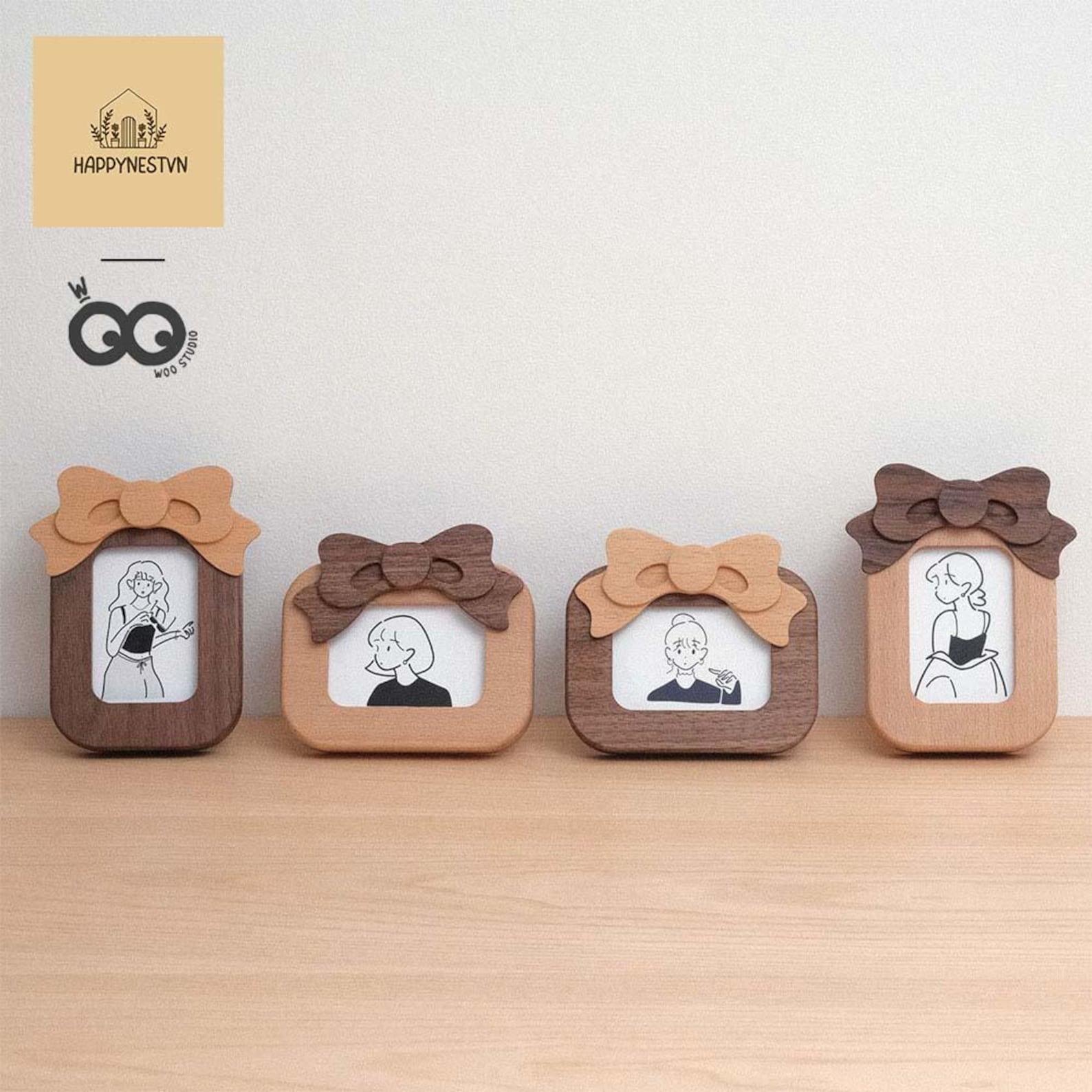 Handmade Wooden Bow Photo Frame – Natural Wood Desk Decor - Etsy