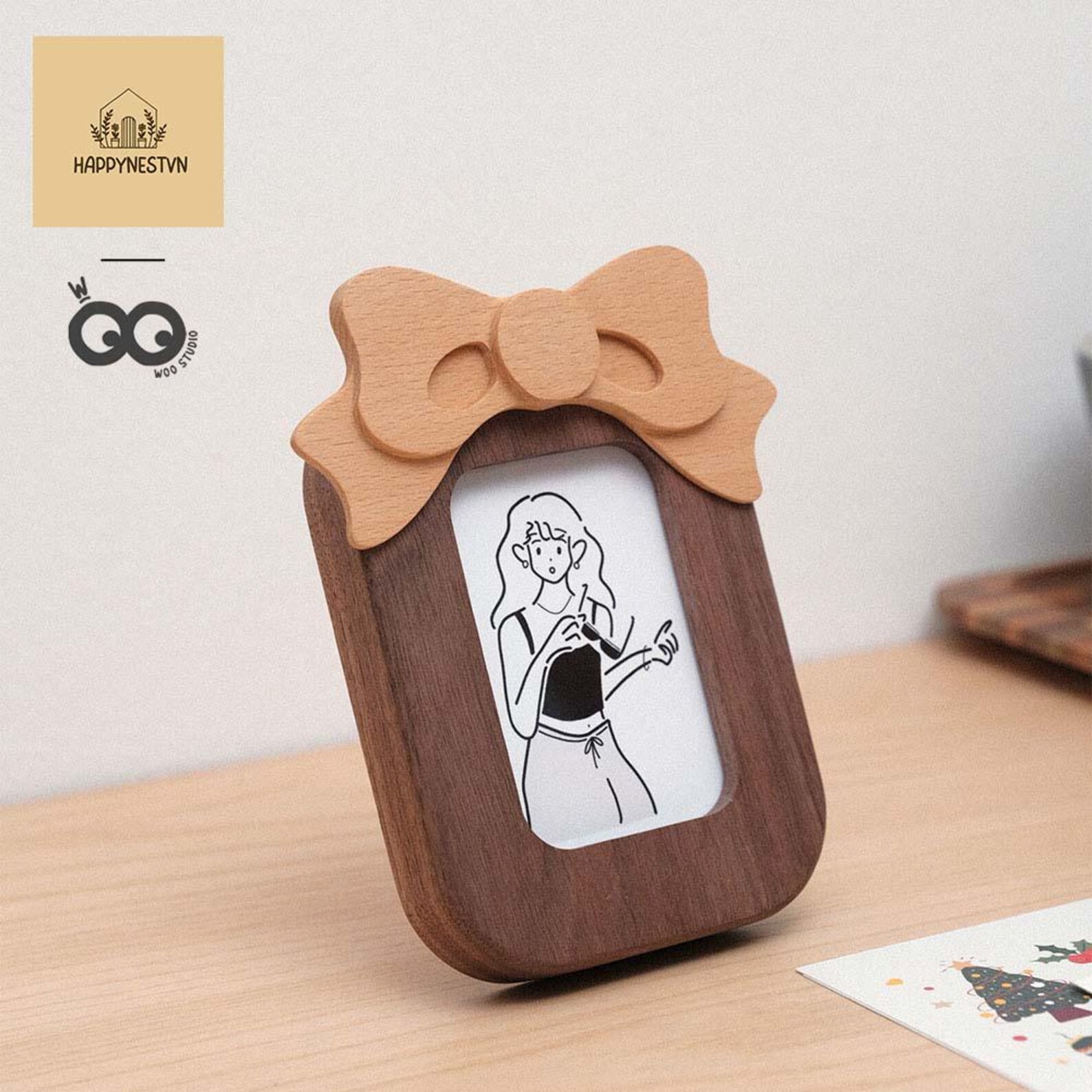 Handmade Wooden Bow Photo Frame – Natural Wood Desk Decor - Etsy