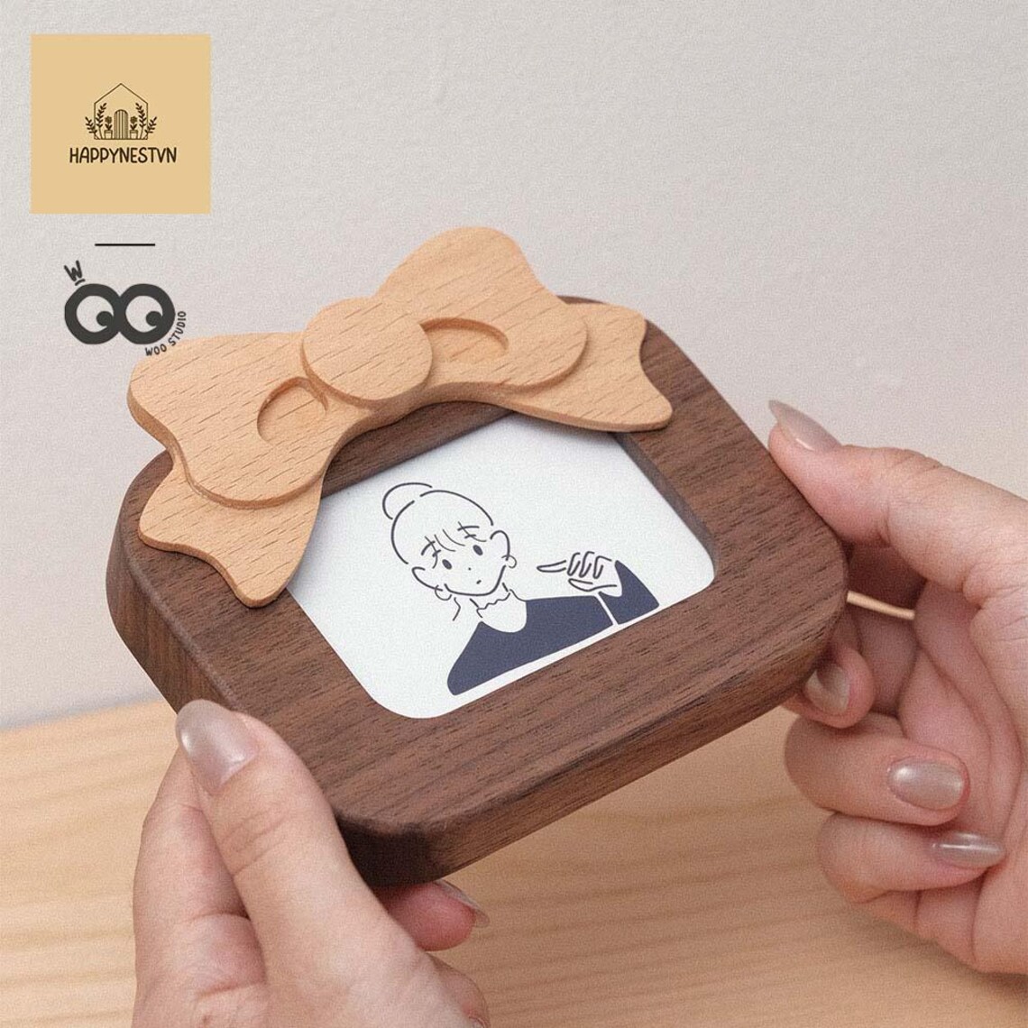 Handmade Wooden Bow Photo Frame – Natural Wood Desk Decor - Etsy
