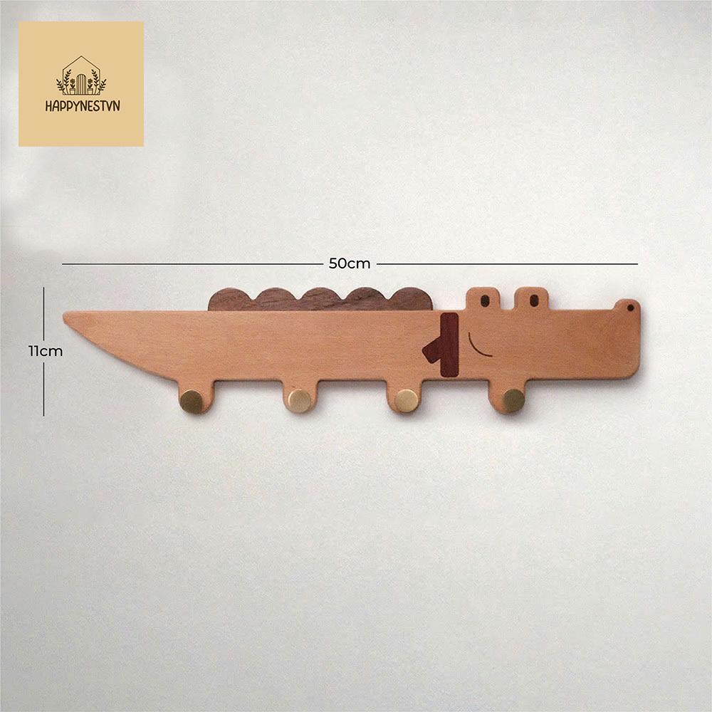 Wooden Crocodile Wall Hook Rack, Cute Animal Coat Hanger for Kids Room ...