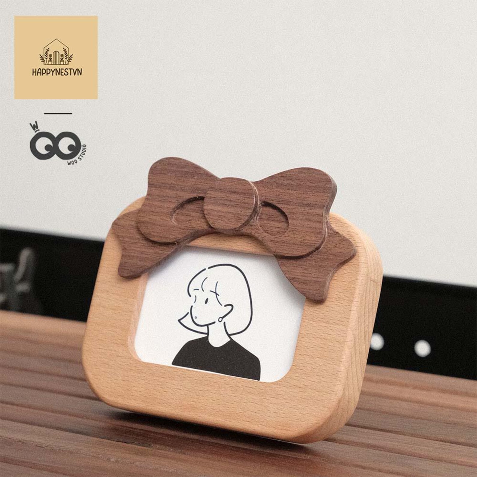 Handmade Wooden Bow Photo Frame – Natural Wood Desk Decor - Etsy