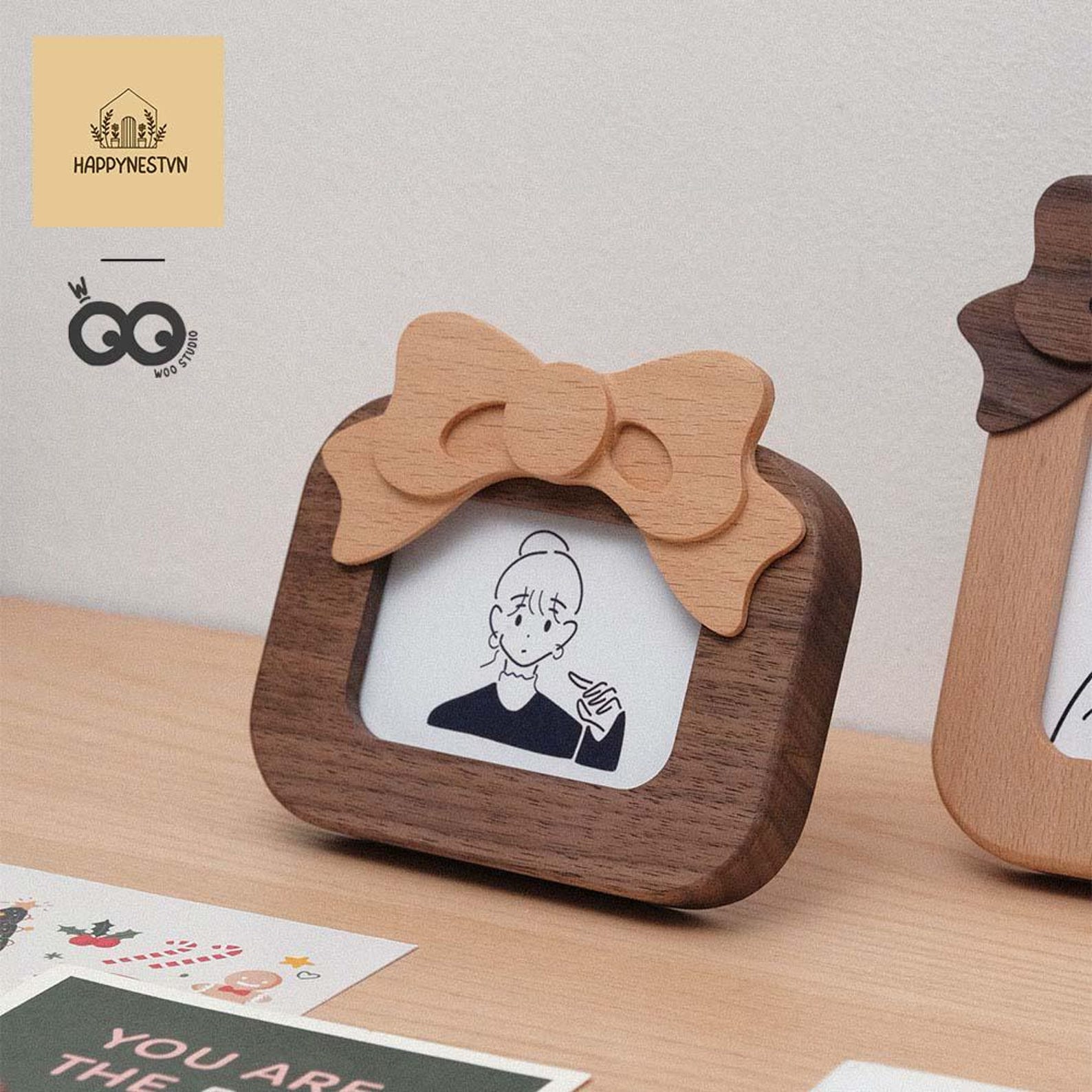 Handmade Wooden Bow Photo Frame – Natural Wood Desk Decor - Etsy