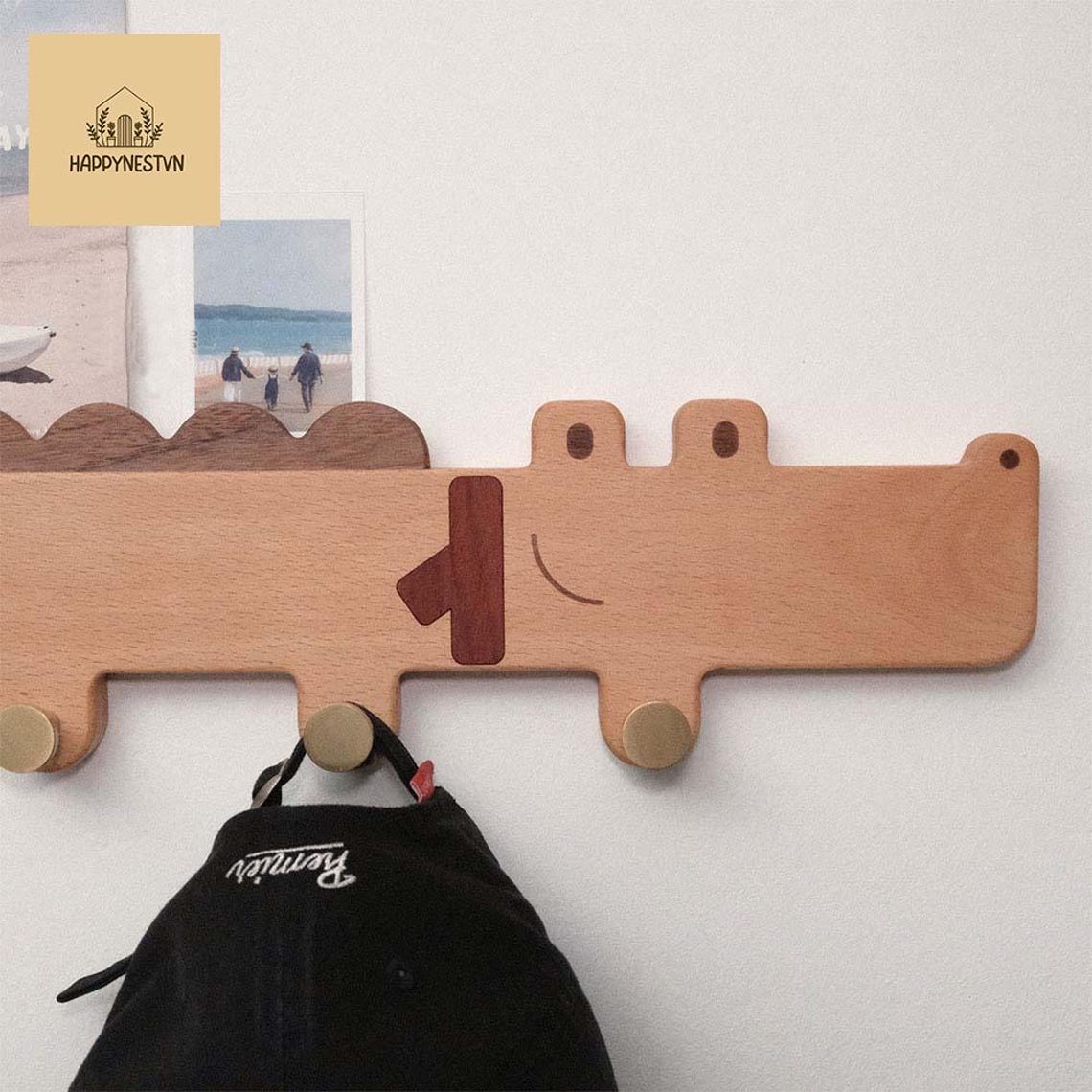 Wooden Crocodile Wall Hook Rack, Cute Animal Coat Hanger for Kids Room ...